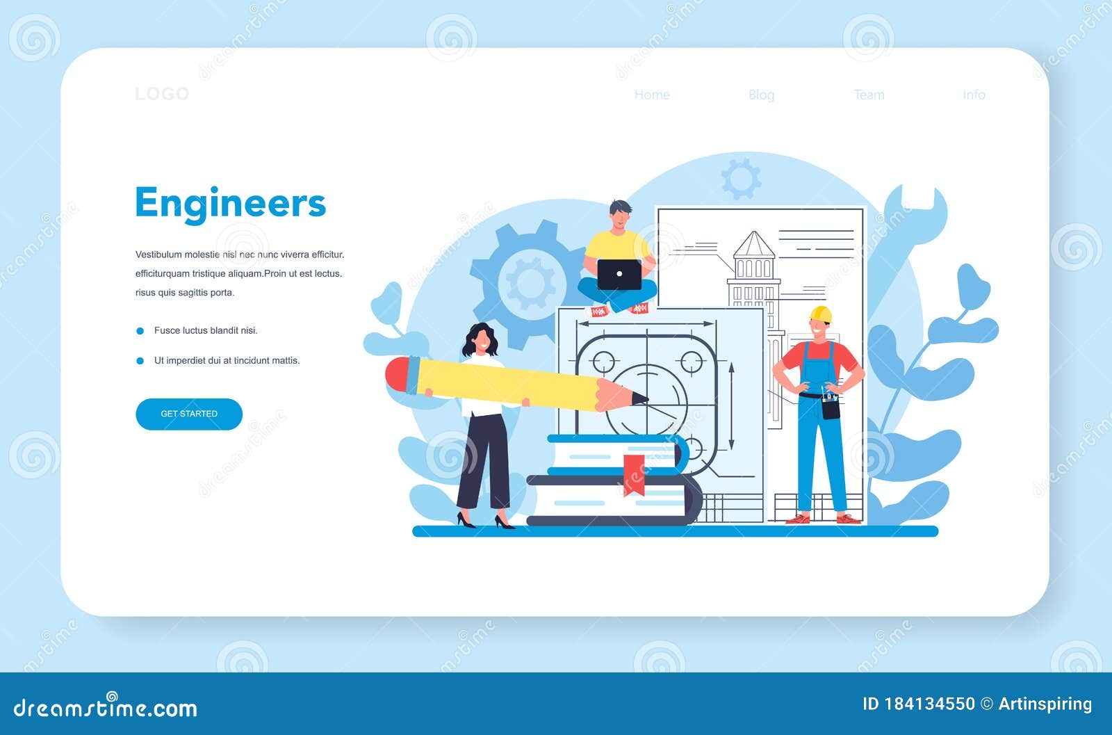 Engineer Web Banner or Landing Page. Professional Occupation Stock ...