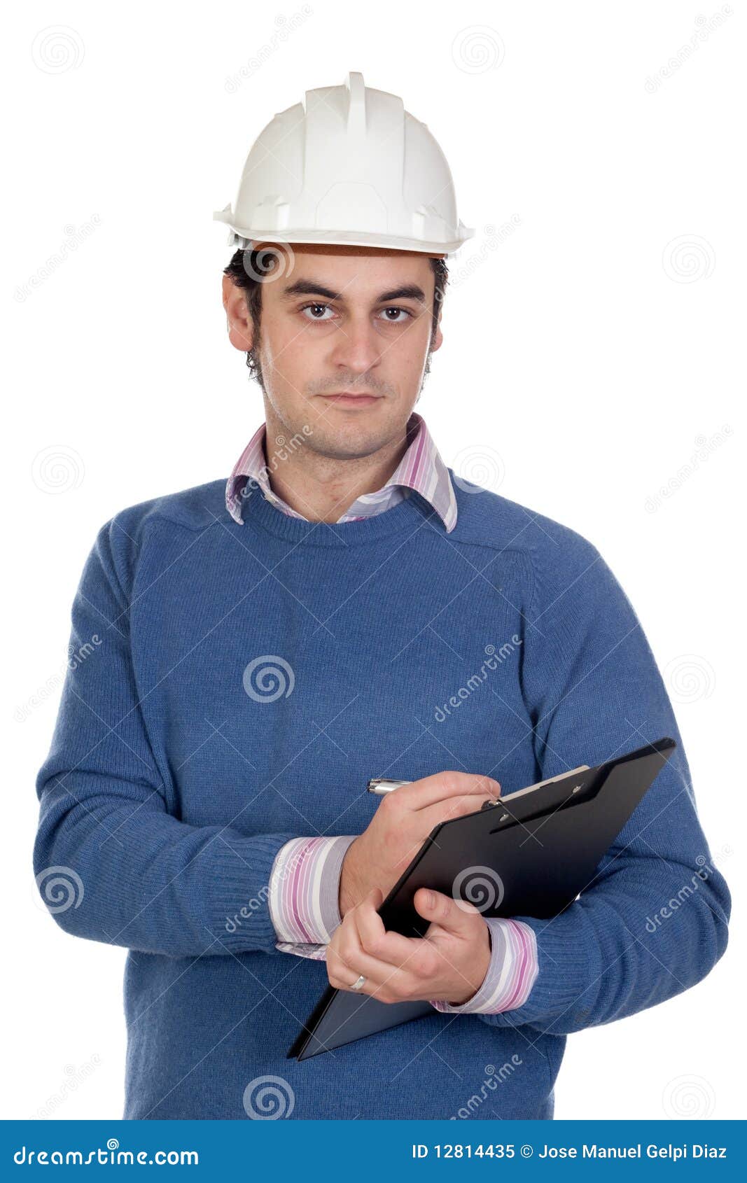 Engineer with white helmet stock image. Image of blue - 12814435