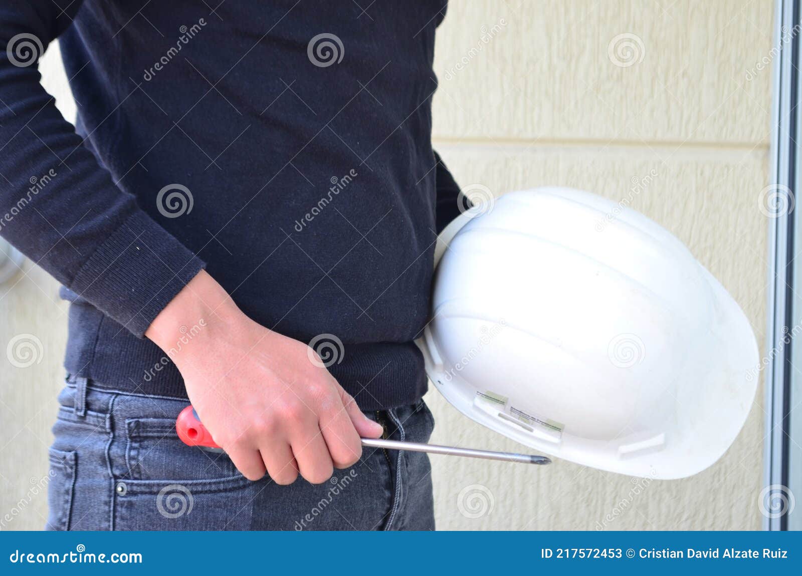 Engineer with White Helmet and Screwdriver Stock Image - Image of hands ...