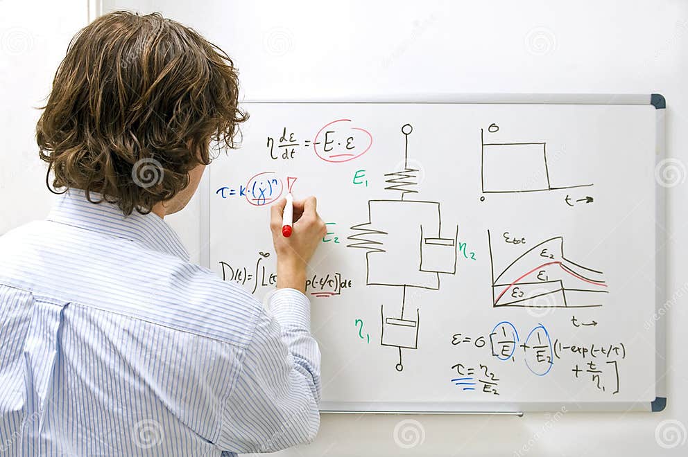 Engineer at whiteboard stock image. Image of schooled - 13267529