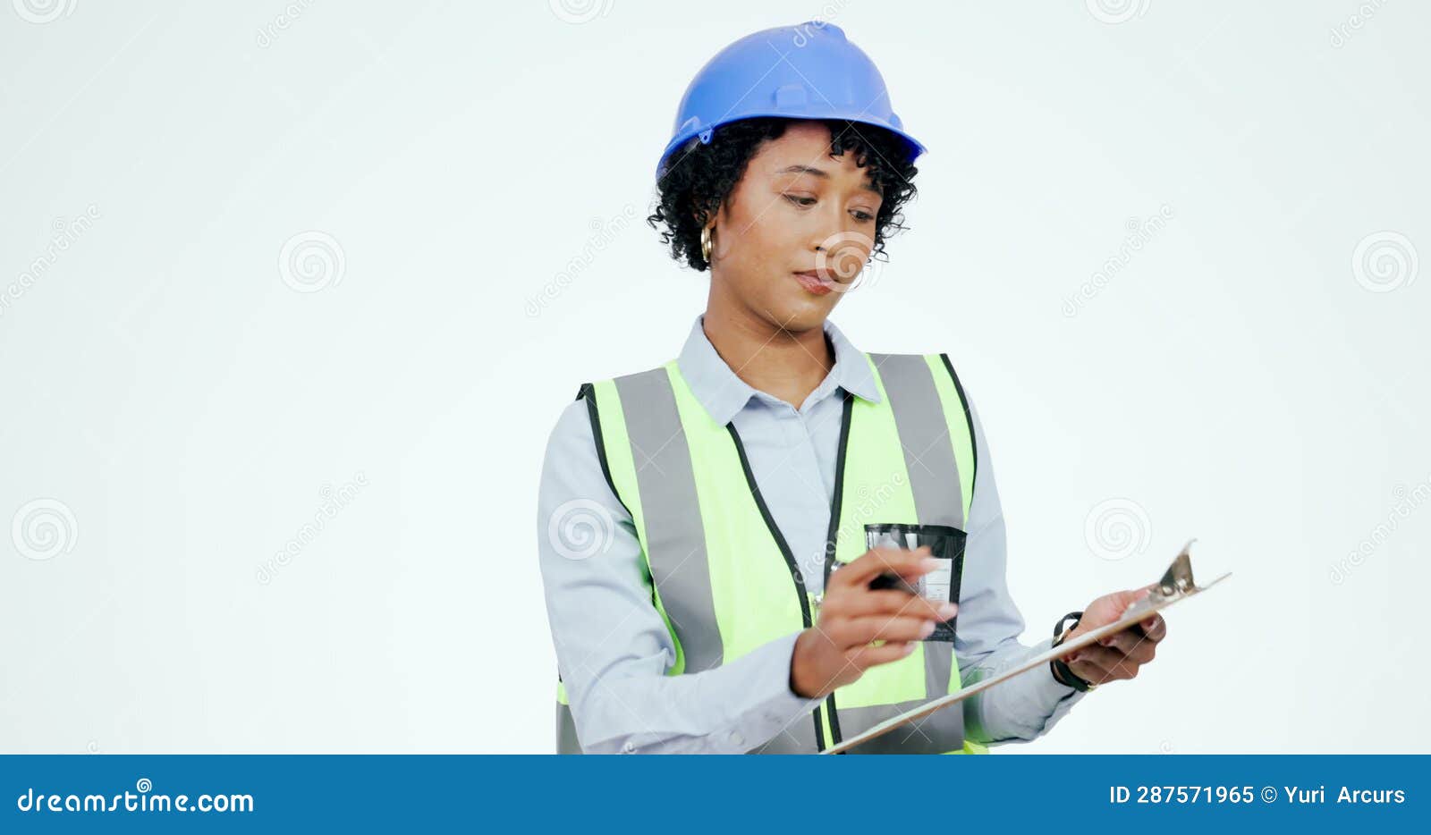 Engineer Woman, Checklist and Writing in Studio, Documents and Giving ...
