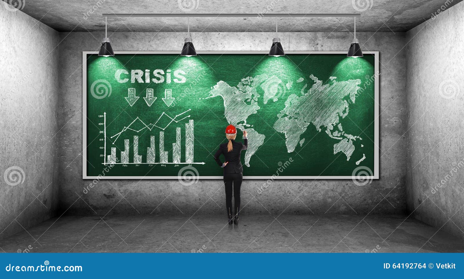 Engineer Woman Drawing World Map Stock Photo | CartoonDealer.com #64192764