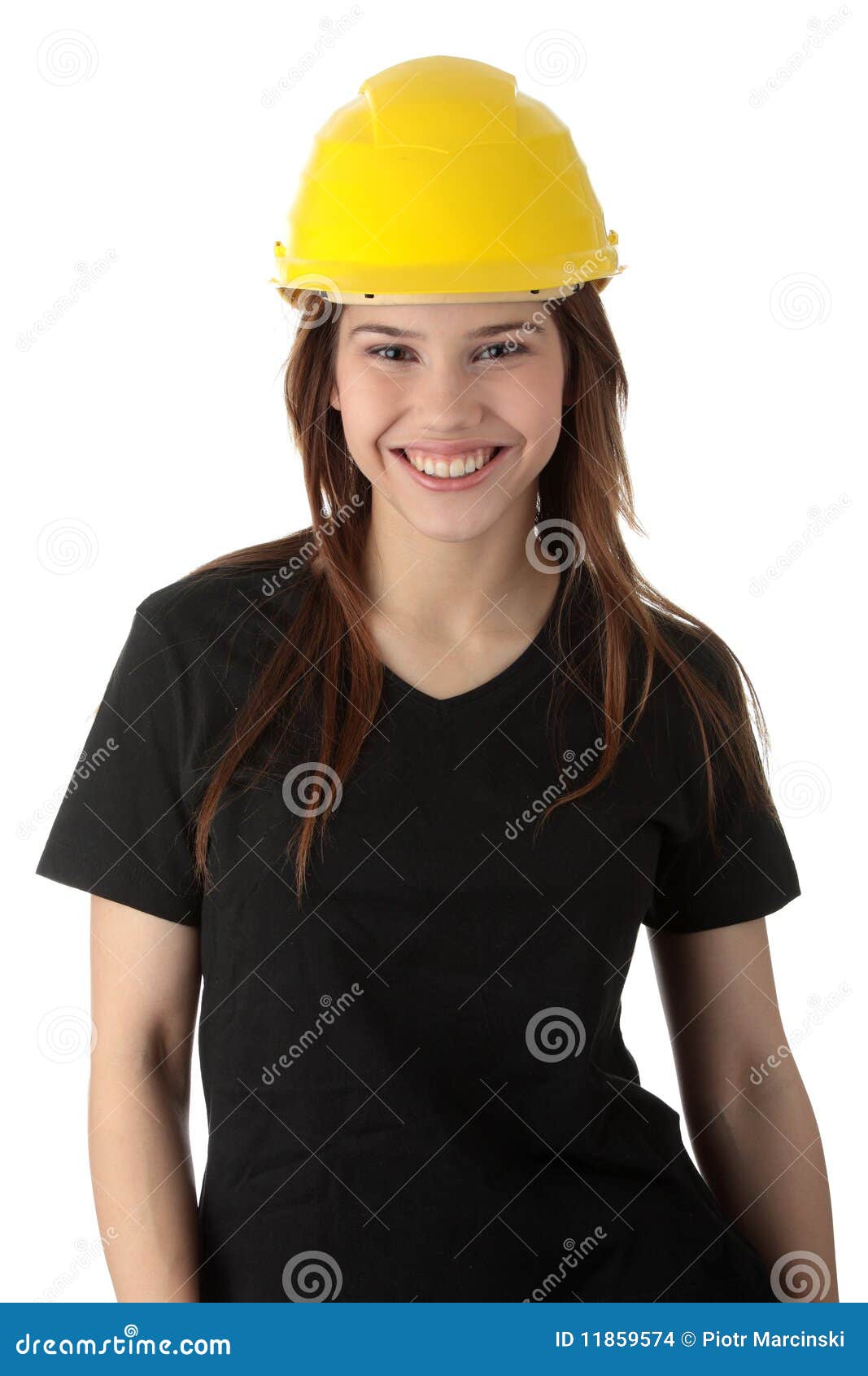 Engineer Woman in Yellow Helmet Stock Photo - Image of success ...