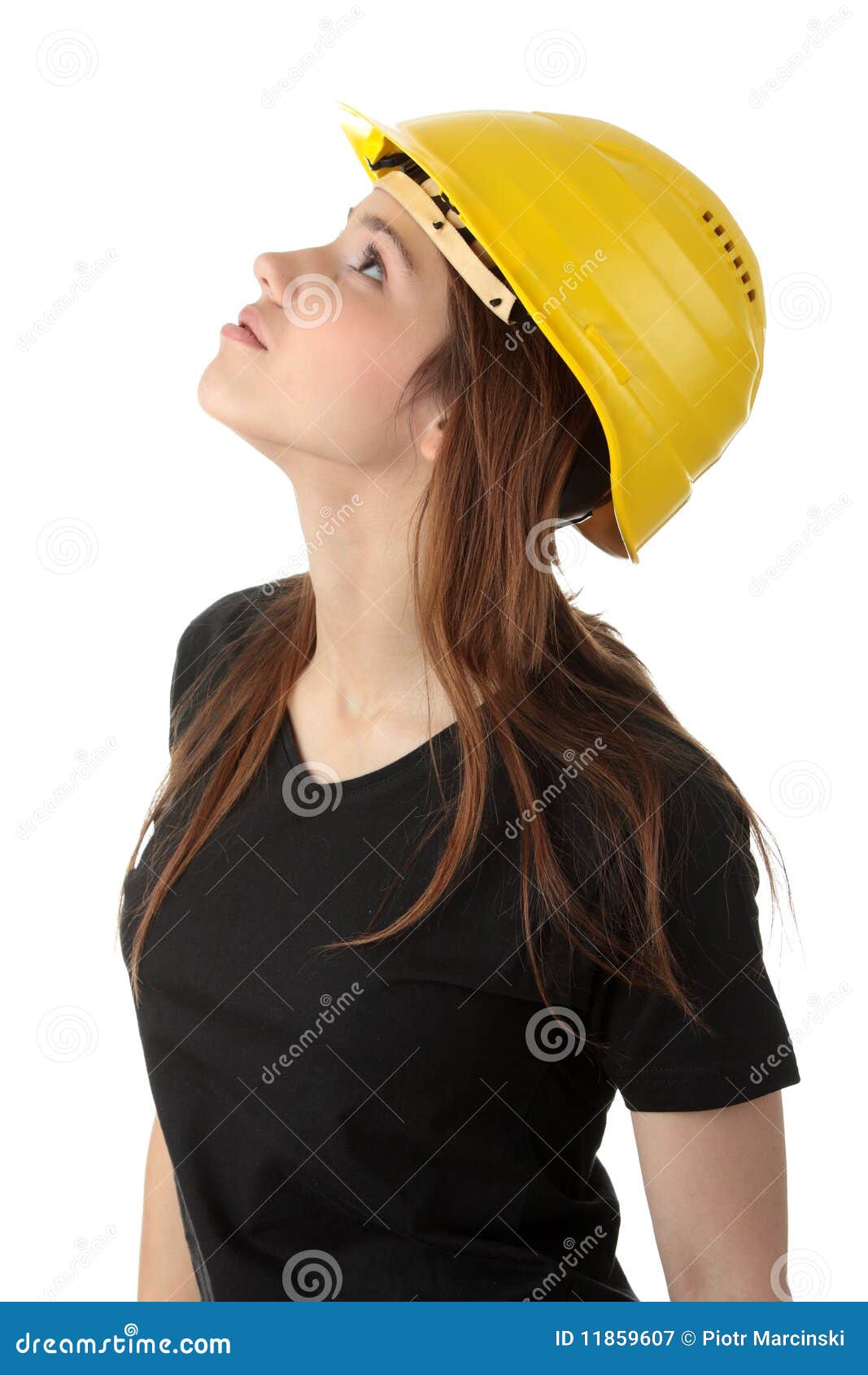 Engineer Woman in Yellow Helmet Stock Image - Image of manager ...