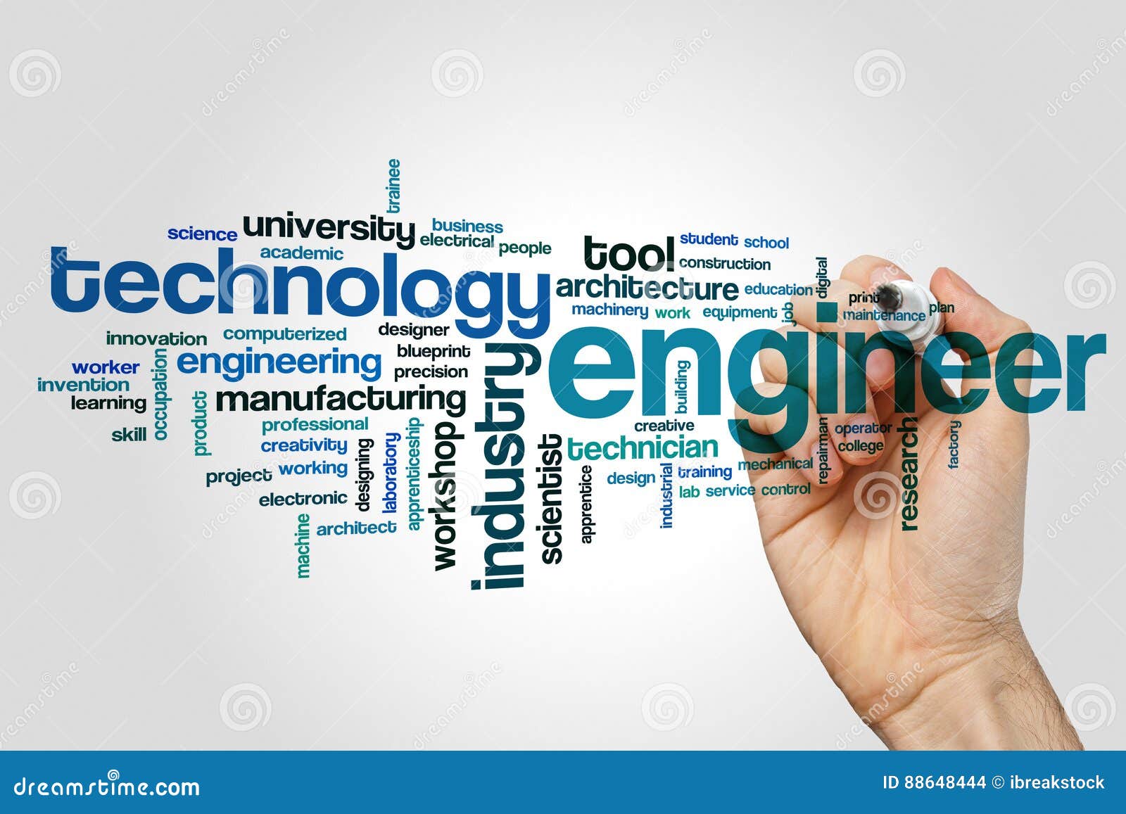 Engineer Word Cloud Concept on Grey Background Stock Illustration ...
