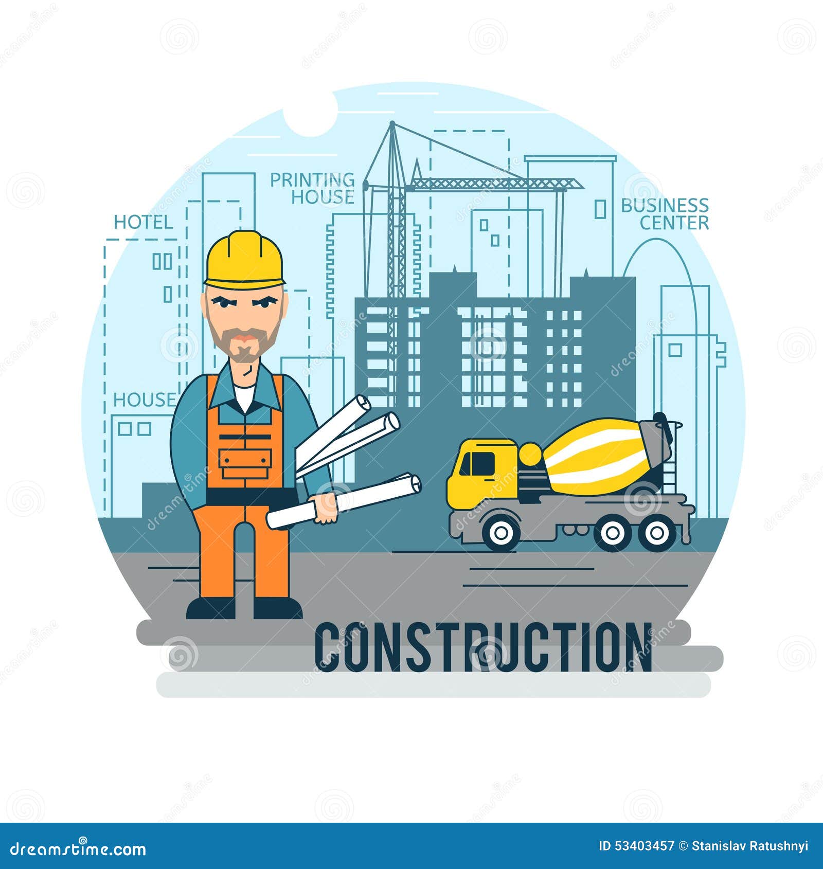 Foreman On Construction Flat Design Cartoon Vector | CartoonDealer.com ...