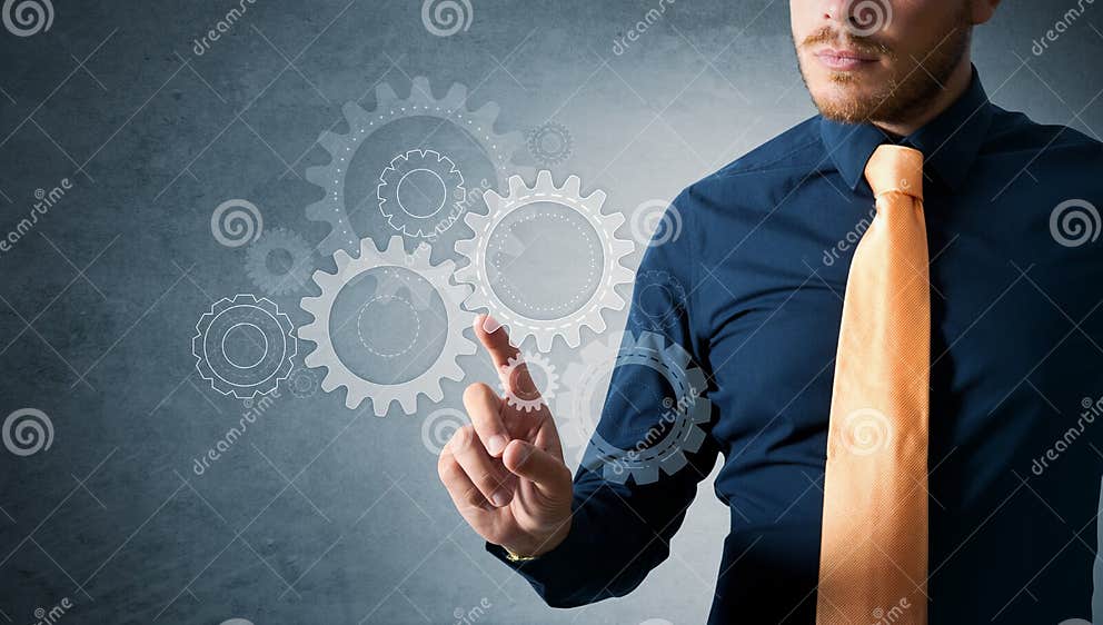 Engineer work with gear stock photo. Image of revolve - 27096750