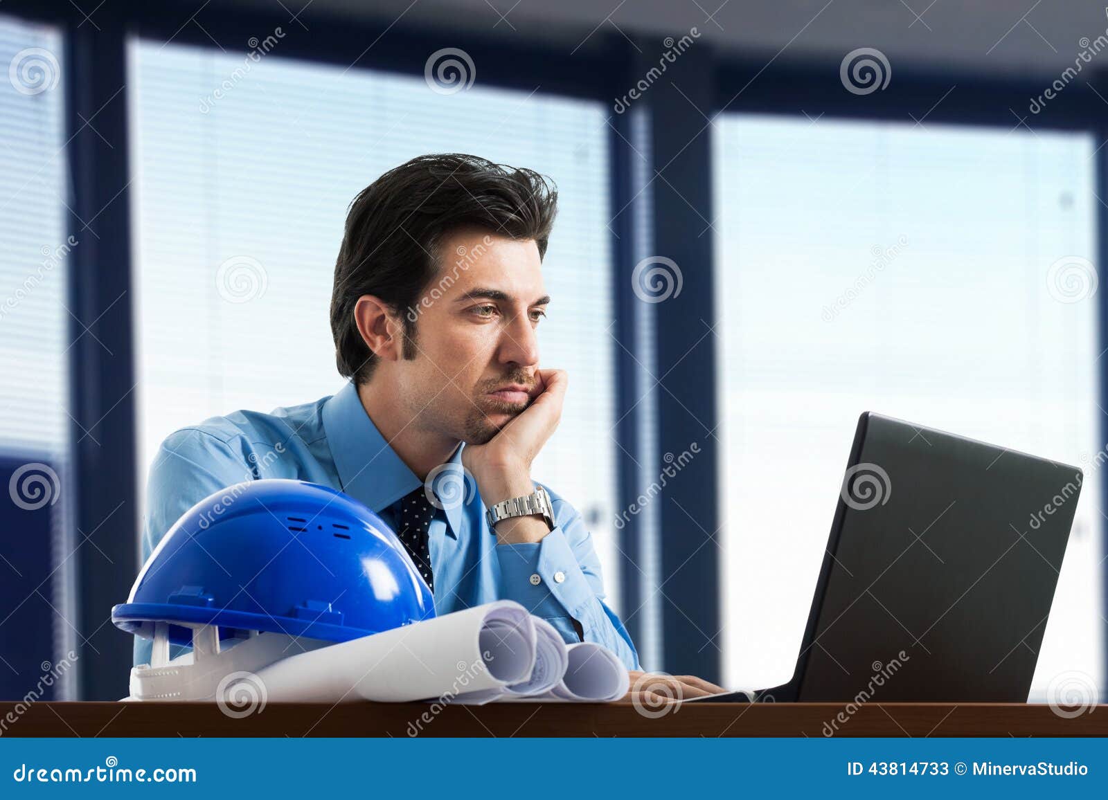 Engineer at Work in His Office Stock Image - Image of mechanical ...