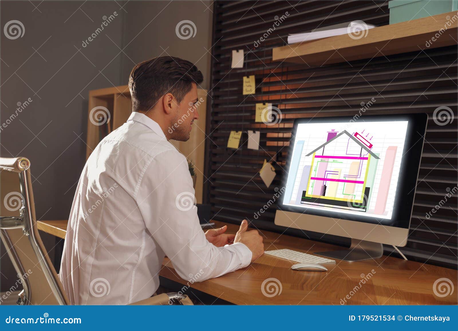 Engineer at Work. Man Projecting House Stock Photo - Image of adult ...