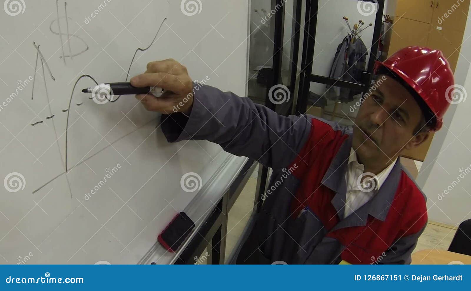 Engineer at Work with Whiteboard Stock Video - Video of chief, industry ...