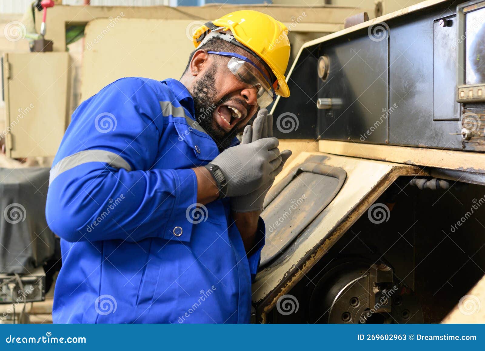 Engineer Worker with Accident at Factory Stock Image - Image of ...