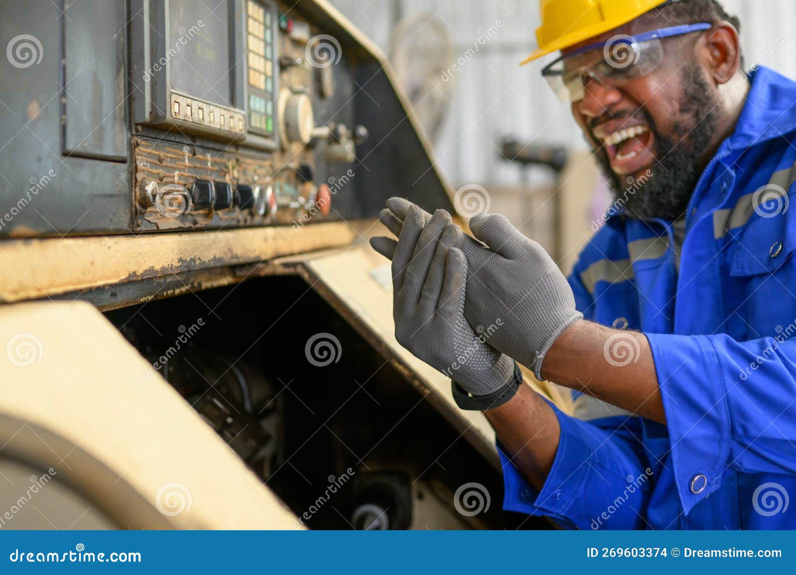 Engineer Worker with Accident at Factory Stock Photo - Image of ...