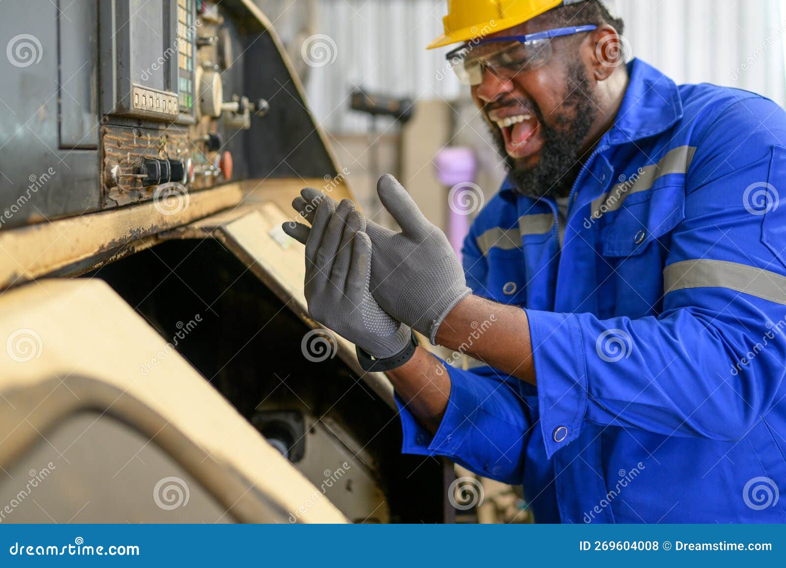 Engineer Worker with Accident at Factory Stock Photo - Image of risk ...