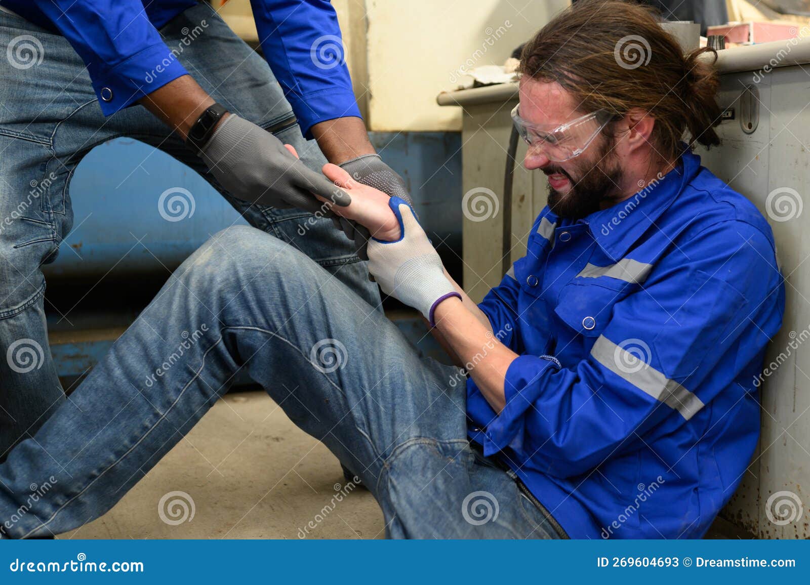 Engineer Worker with Accident at Factory Stock Image - Image of worker ...