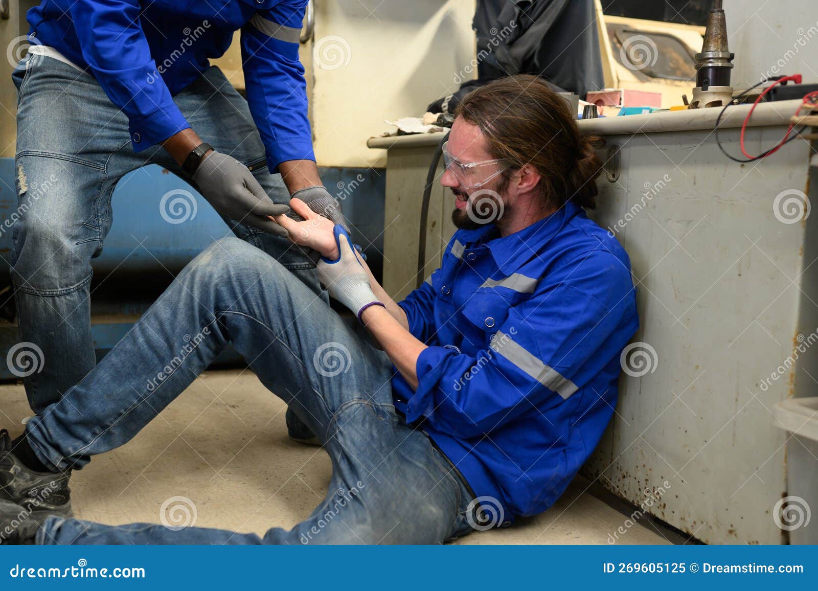 Engineer Worker with Accident at Factory Stock Image - Image of ...
