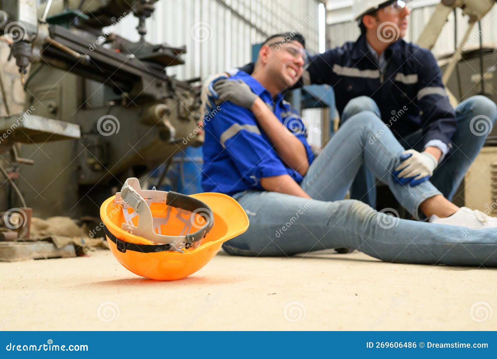 Engineer Worker with Accident at Factory Stock Photo - Image of lying ...