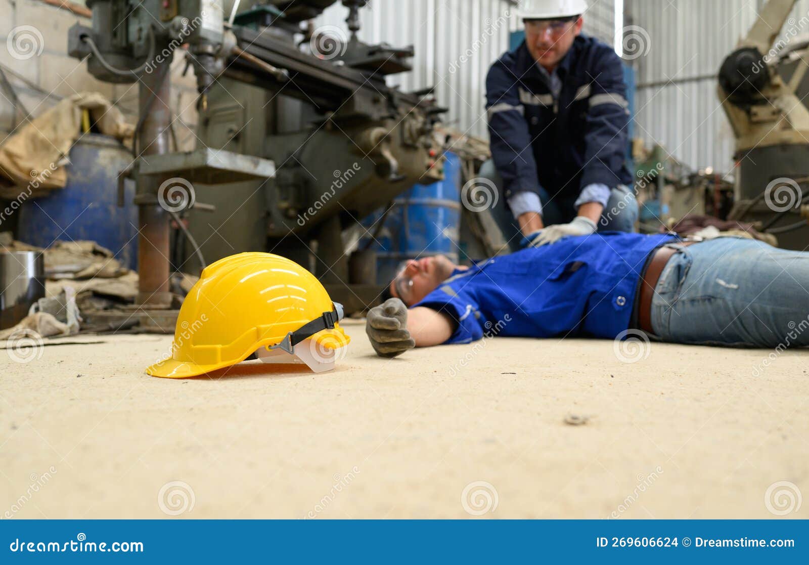 Engineer Worker with Accident at Factory Stock Photo - Image of risk ...