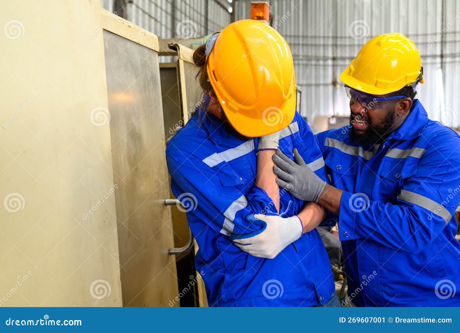 Engineer Worker with Accident at Factory Stock Image - Image of ...