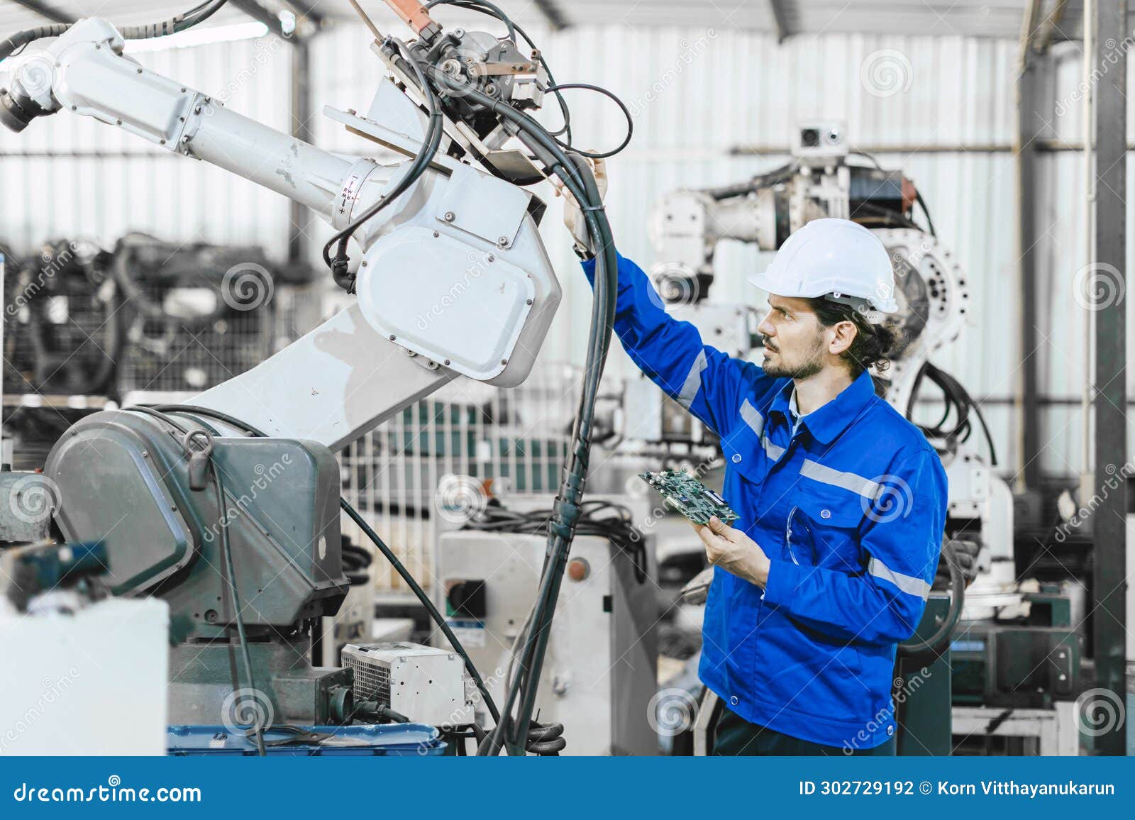 Engineer Worker Fix Service Replace Broken Part of Automatic Industry ...