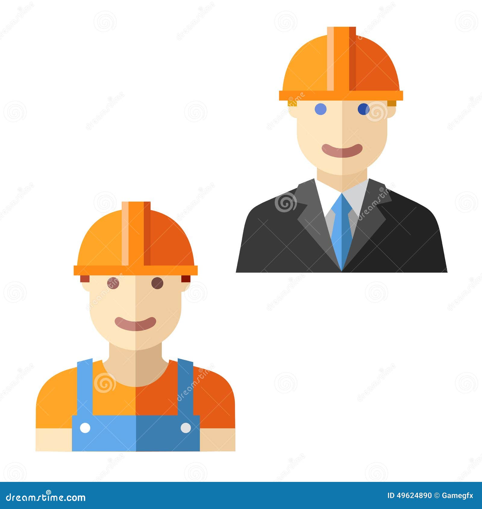 Engineer Worker Flat Avatar Set Stock Vector - Illustration of ...