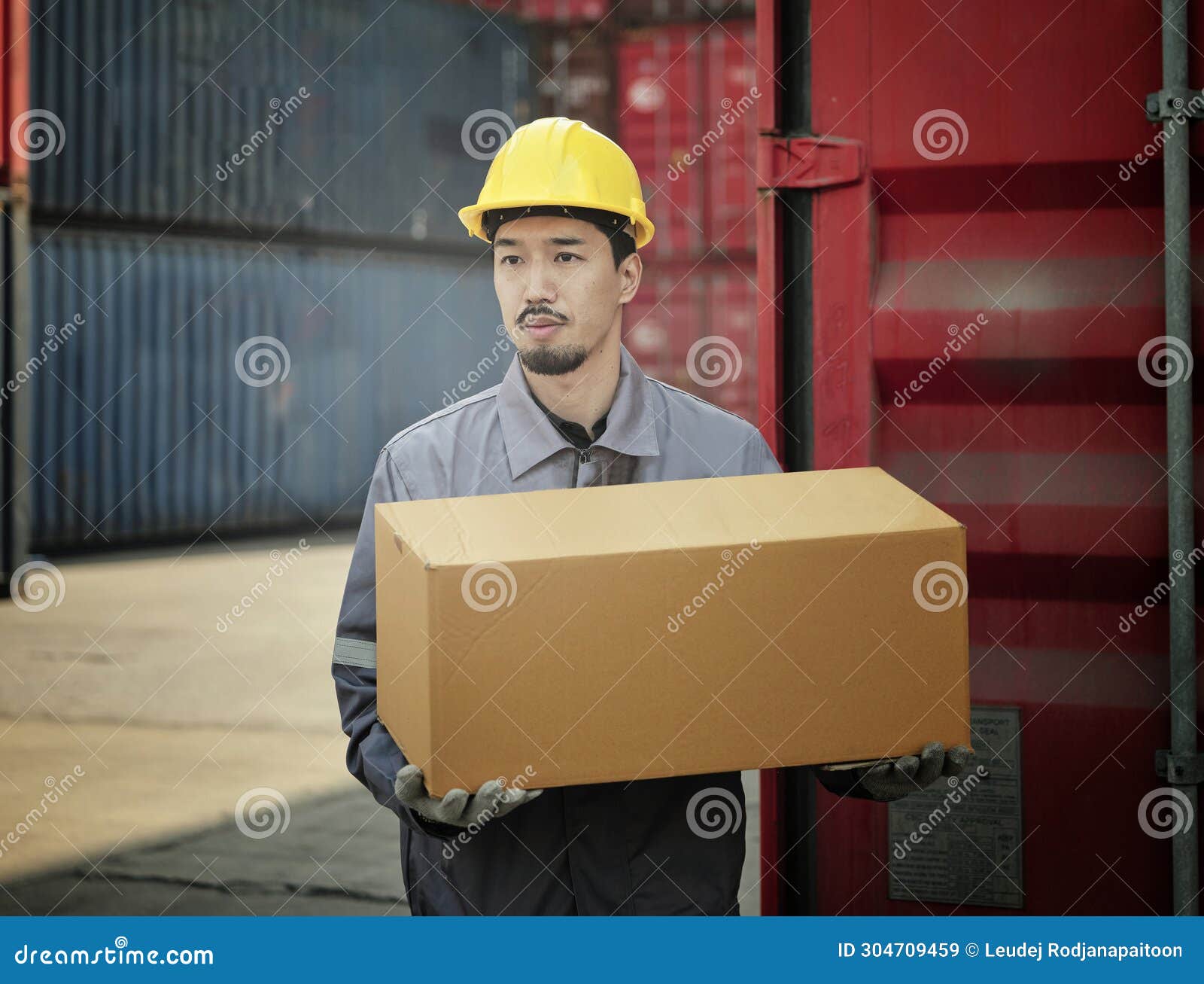 Engineer Worker Hold Cardboard Box Packaging on Product Quality Stock ...