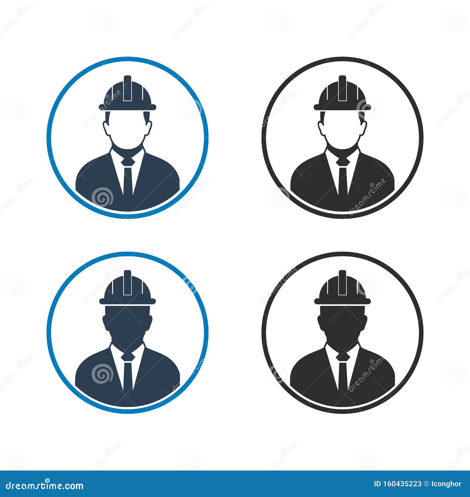 Engineer, Worker Icon Set. stock vector. Illustration of vector - 160435223