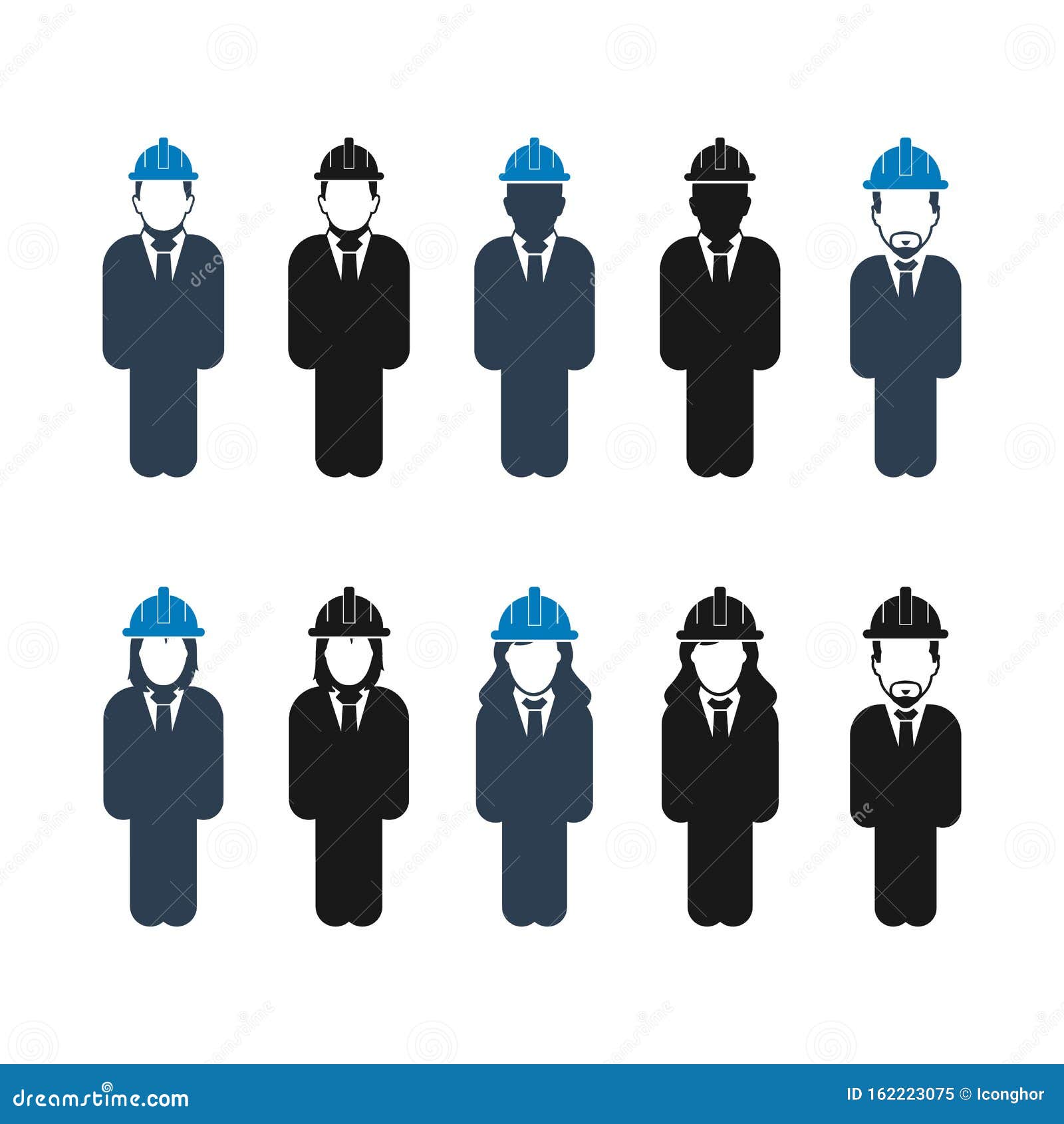 Engineer, Worker Icon Set. stock vector. Illustration of employee ...