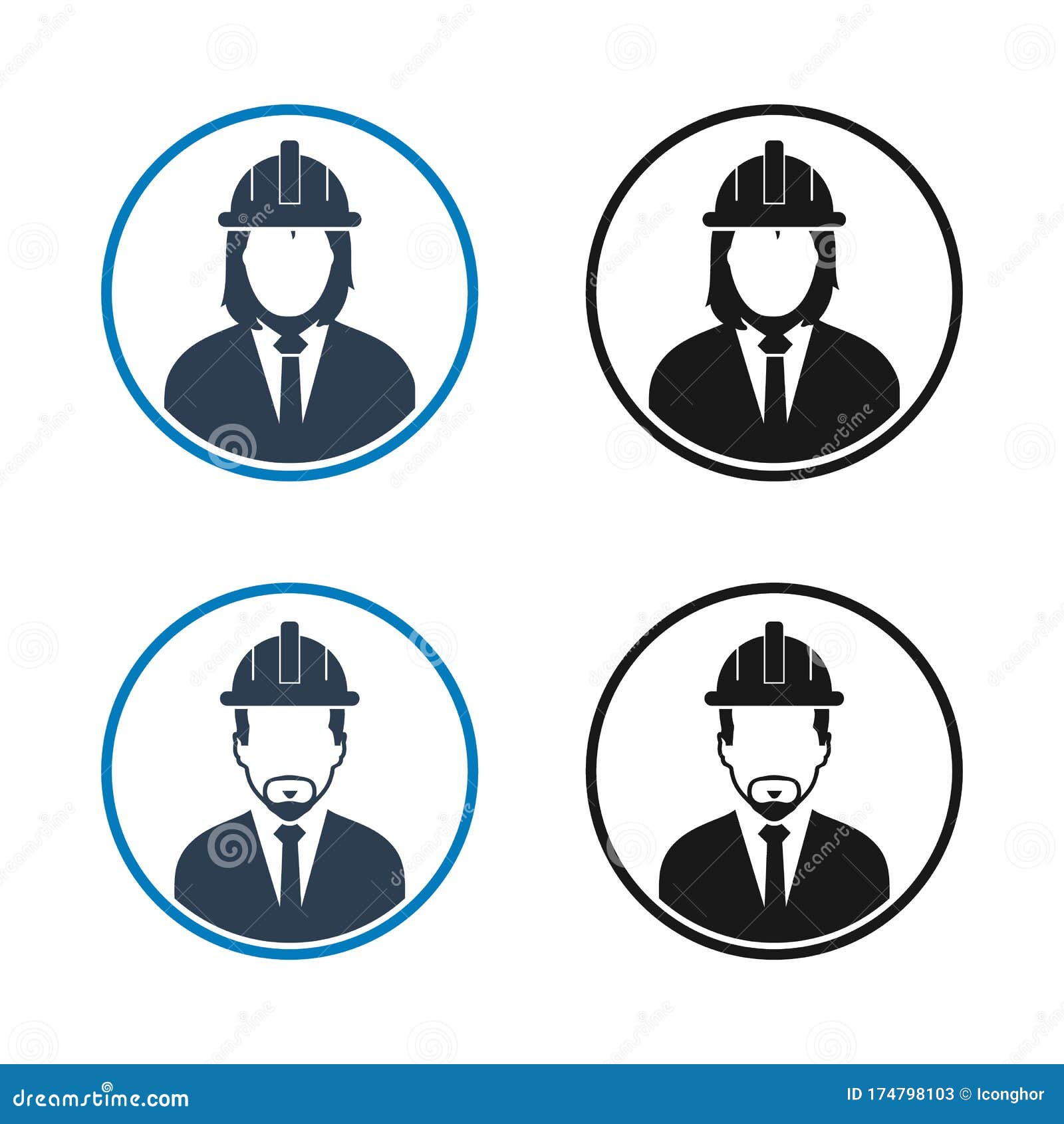 Engineer, Worker Icon Set. stock vector. Illustration of builder ...