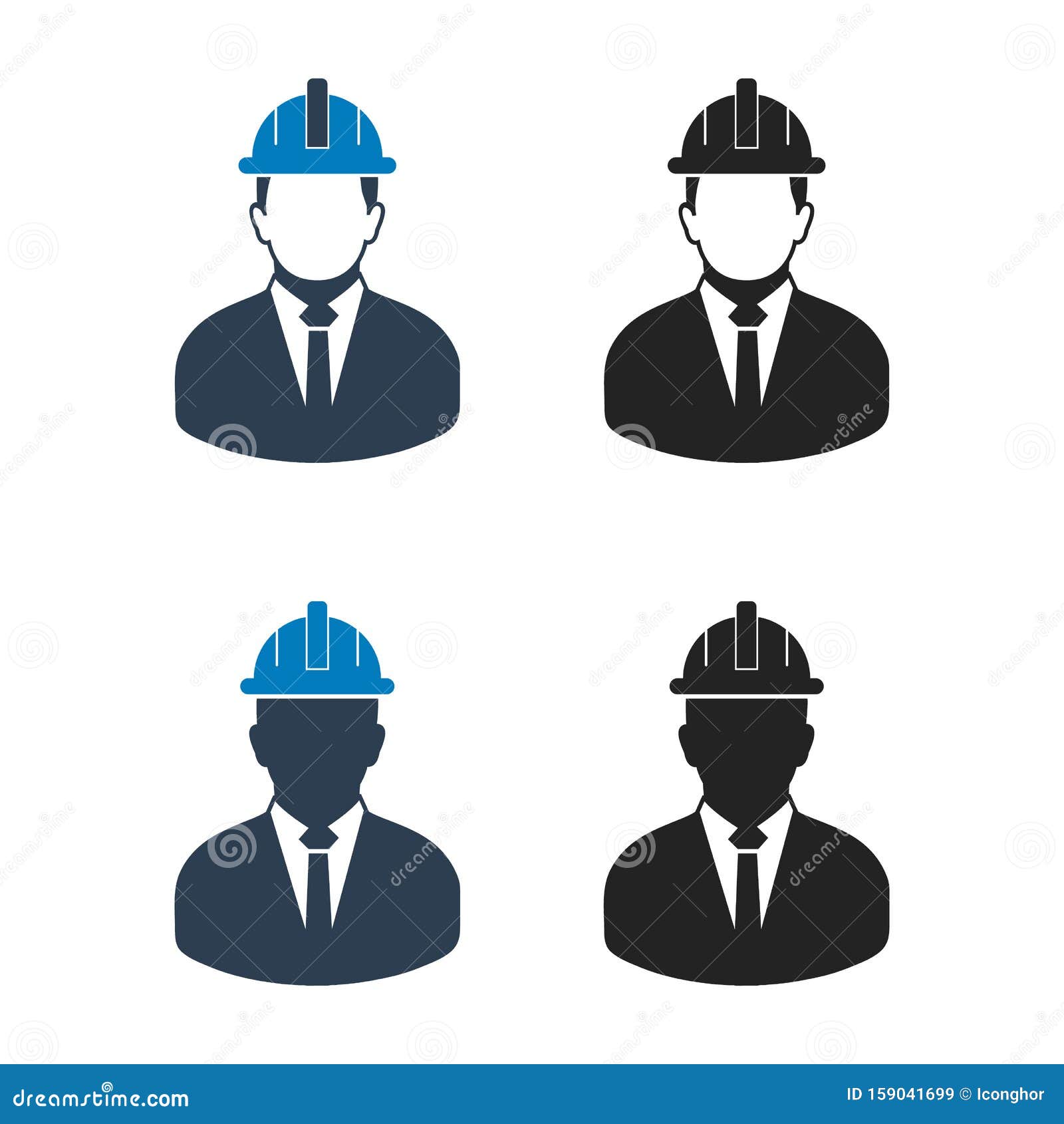 Engineer, Worker Icon Set. stock vector. Illustration of flat - 159041699