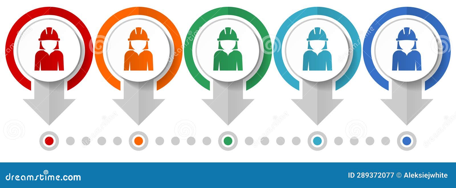 Engineer, Worker, Manager, Employe Vector Icon Set, Flat Design ...
