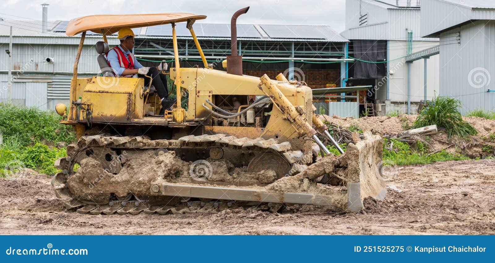 Engineer or Worker Operator Driving Excavator on Construction Building ...