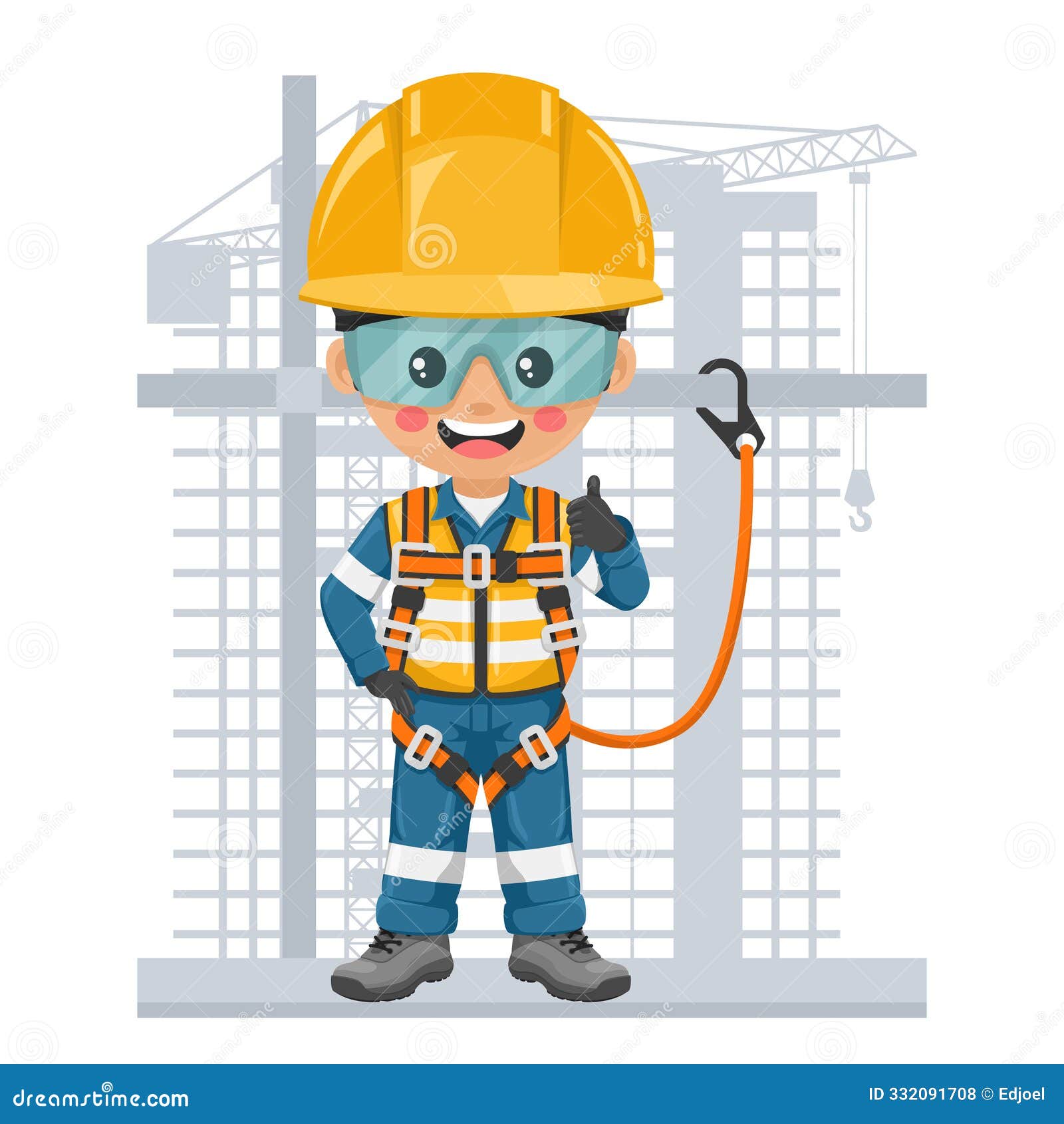 Engineer Worker with Personal Protective Equipment, Safety Harness and ...