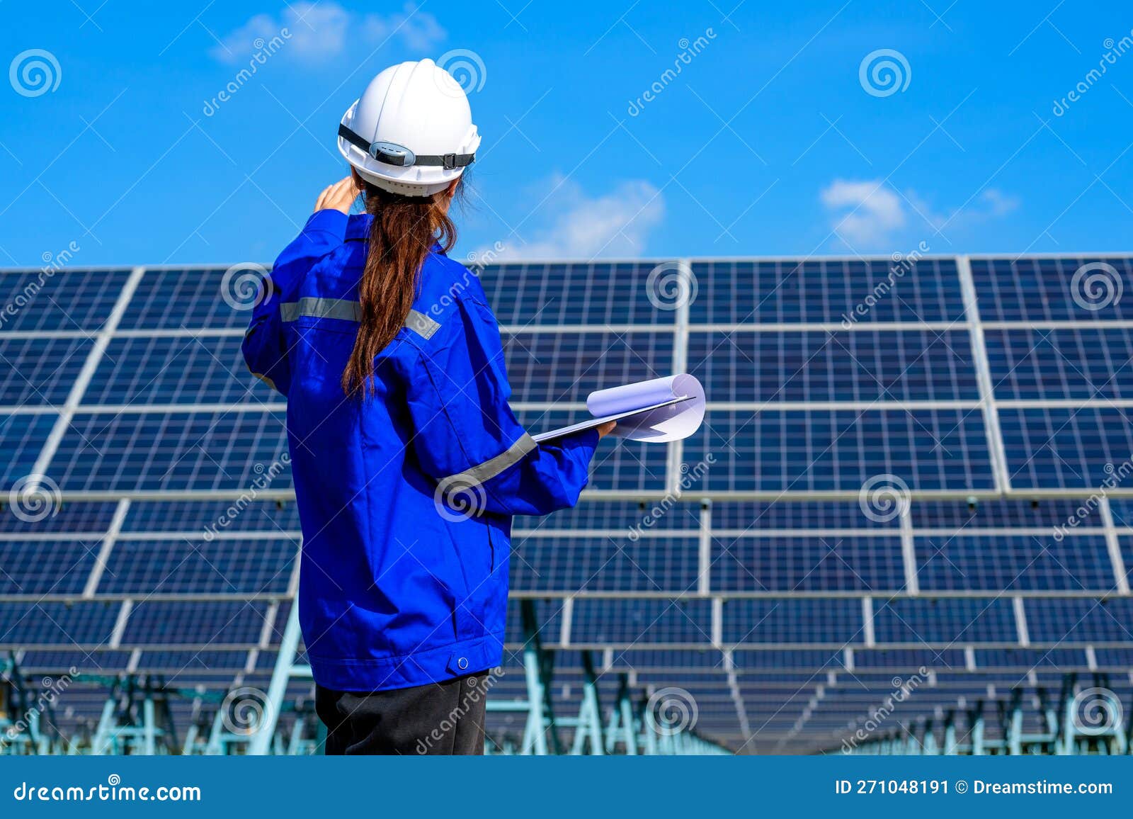 Engineer Worker Portrait with Solar Panel at Solar Farm Stock Image ...