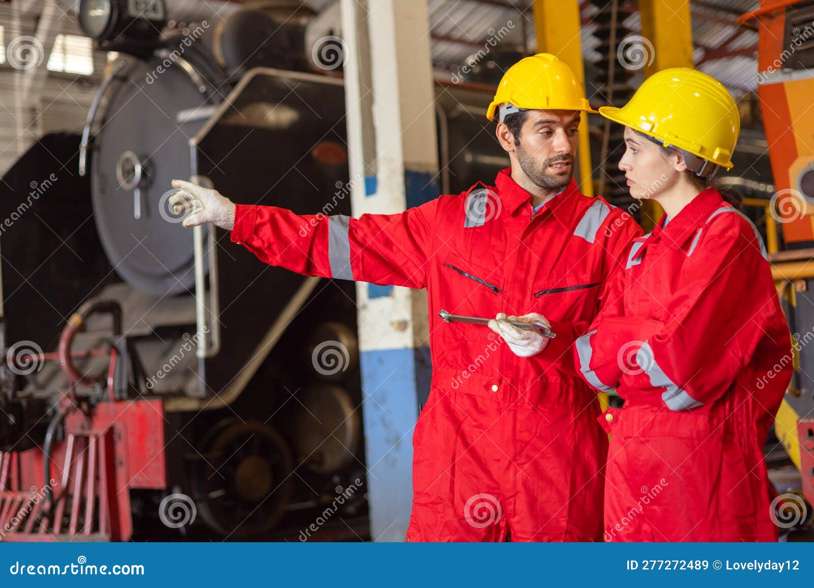 Engineer with Worker Talking Together at Factory Stock Image - Image of ...