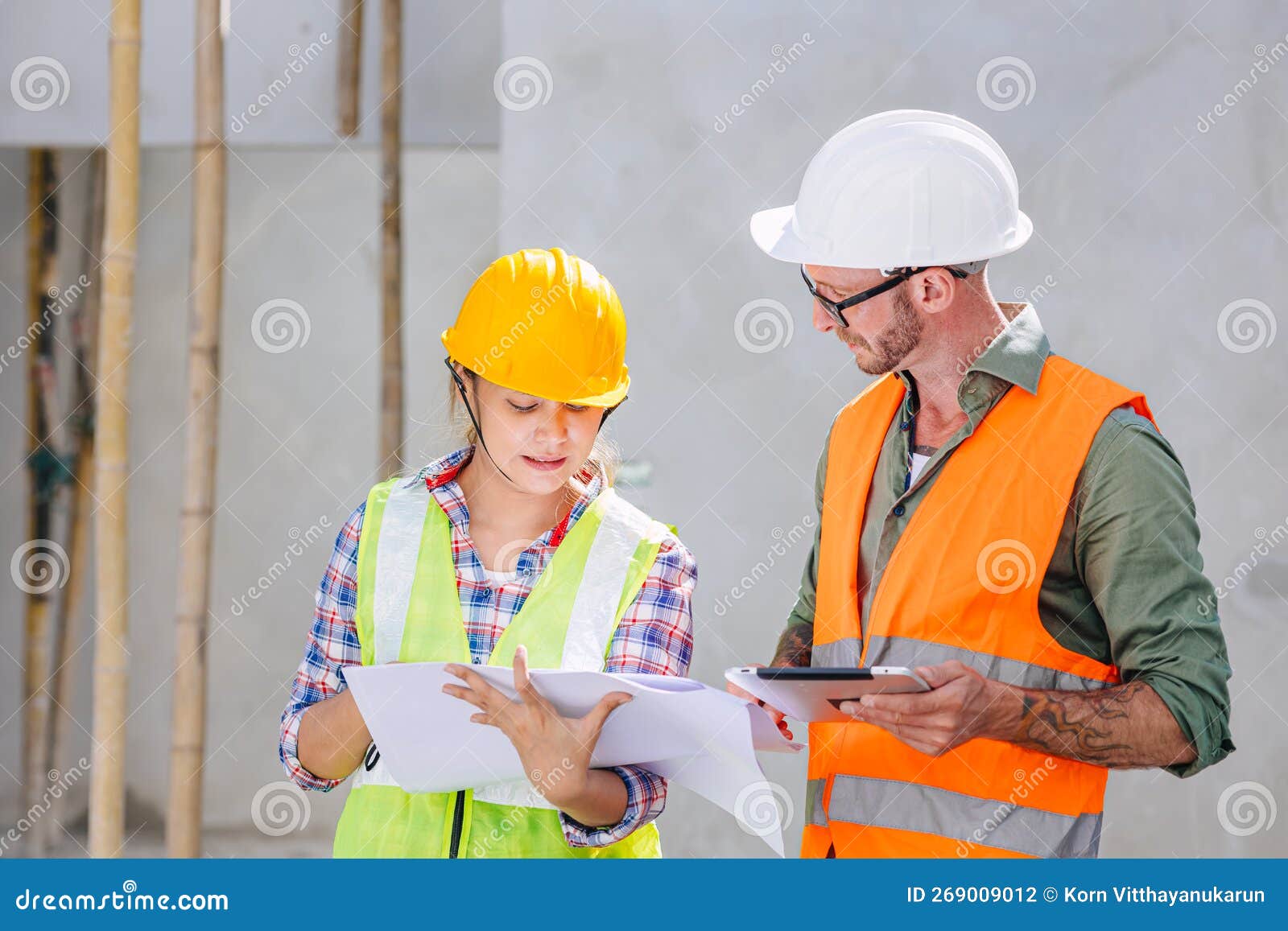 Engineer Worker Team Builder Working Together Teamwork Talking Together ...