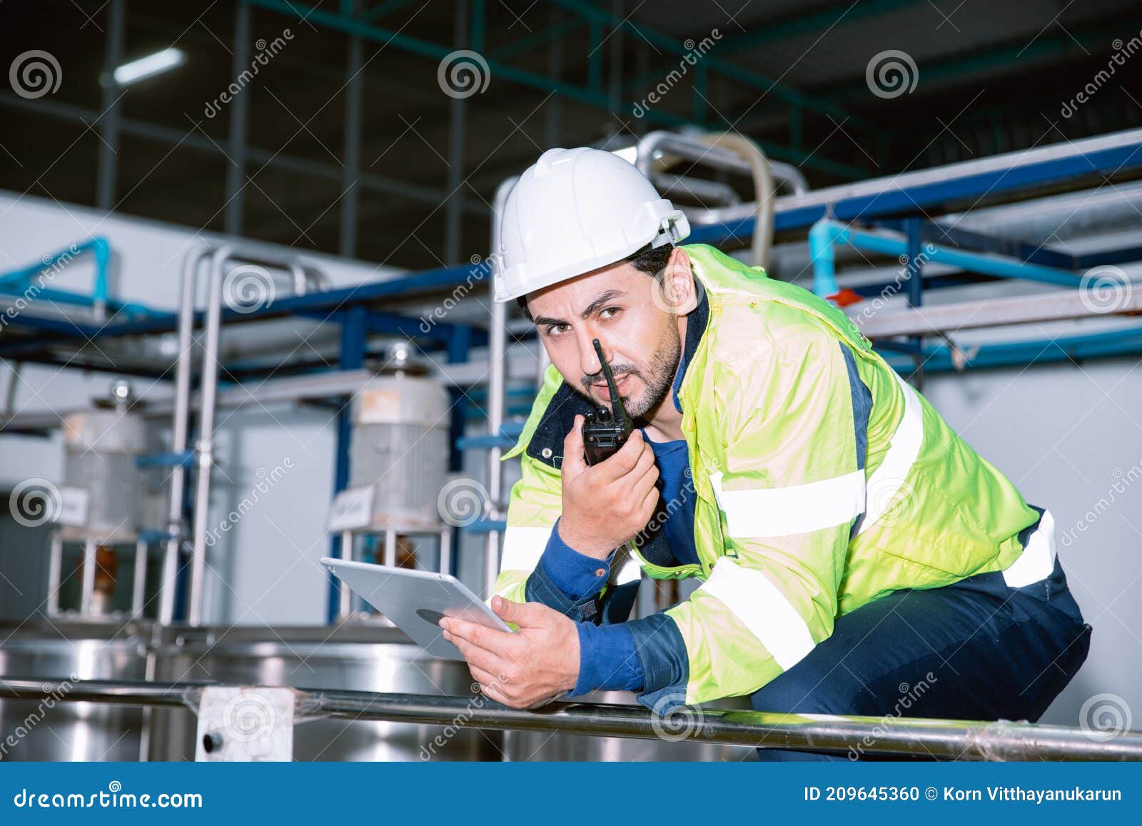 Engineer Worker Team Communication Using Radio while Working in ...