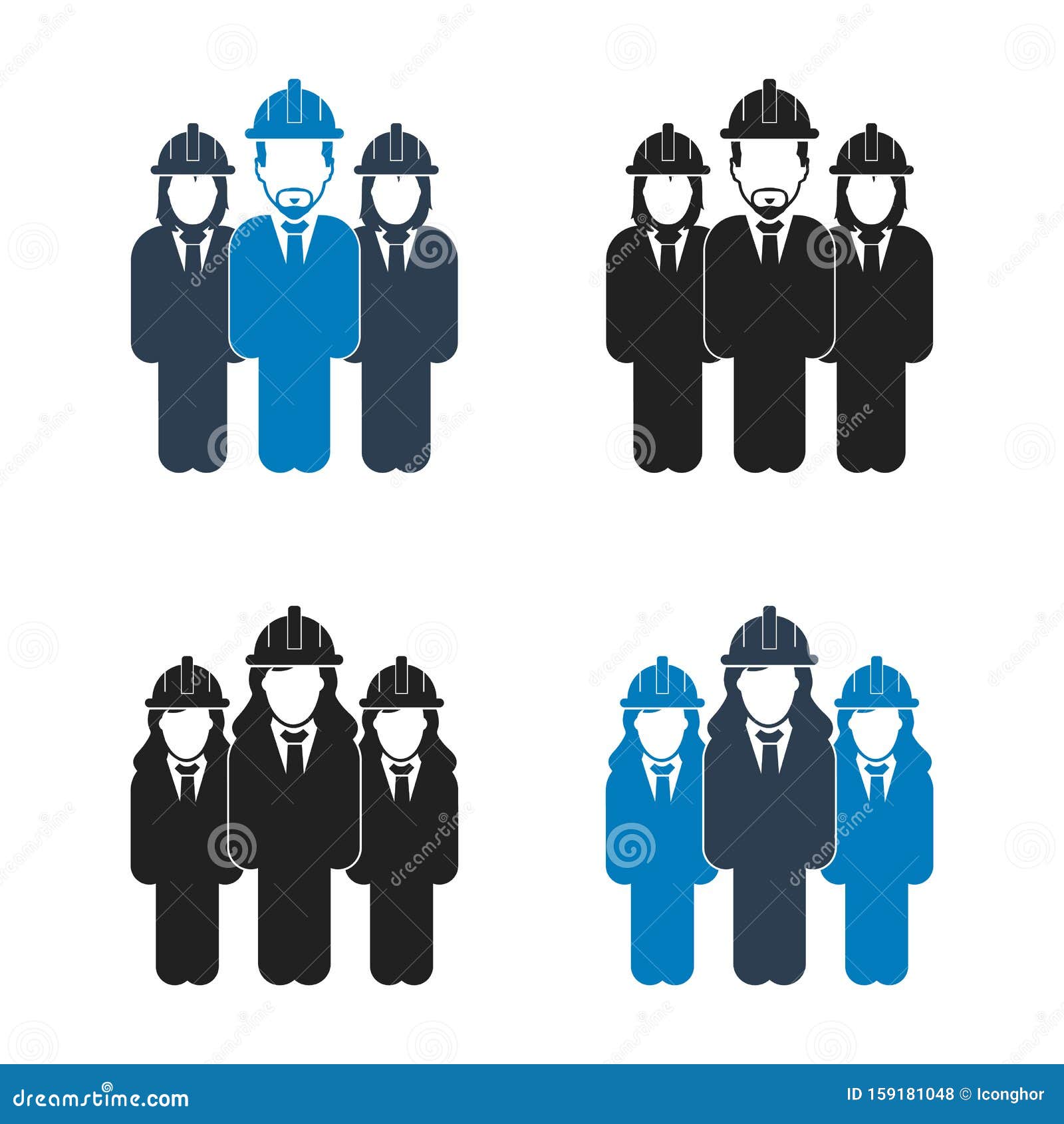 Engineer, Worker Team Icon Set. Stock Vector - Illustration of ...