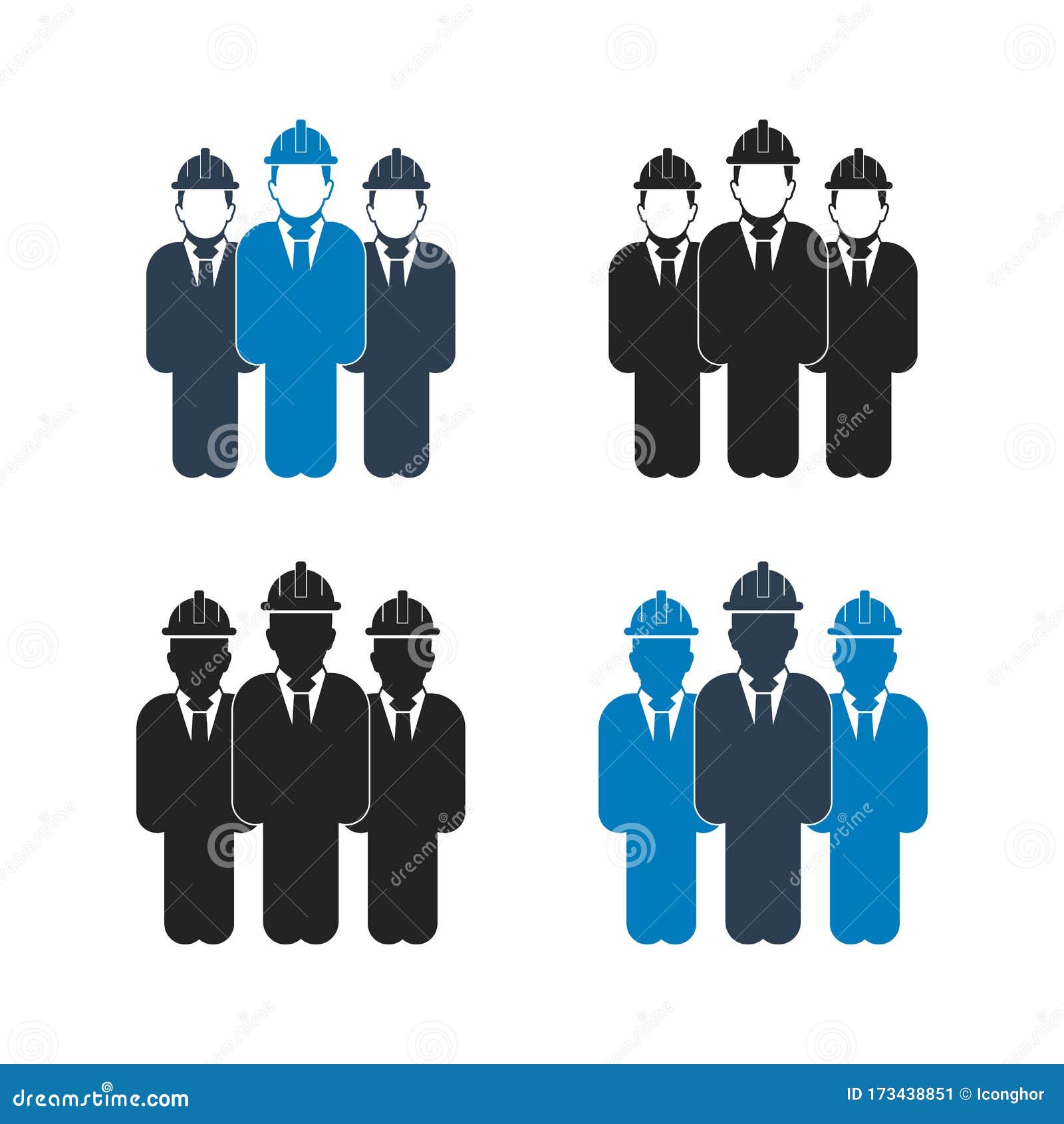 Engineer, Worker Team Icon Set. Stock Vector - Illustration of style ...
