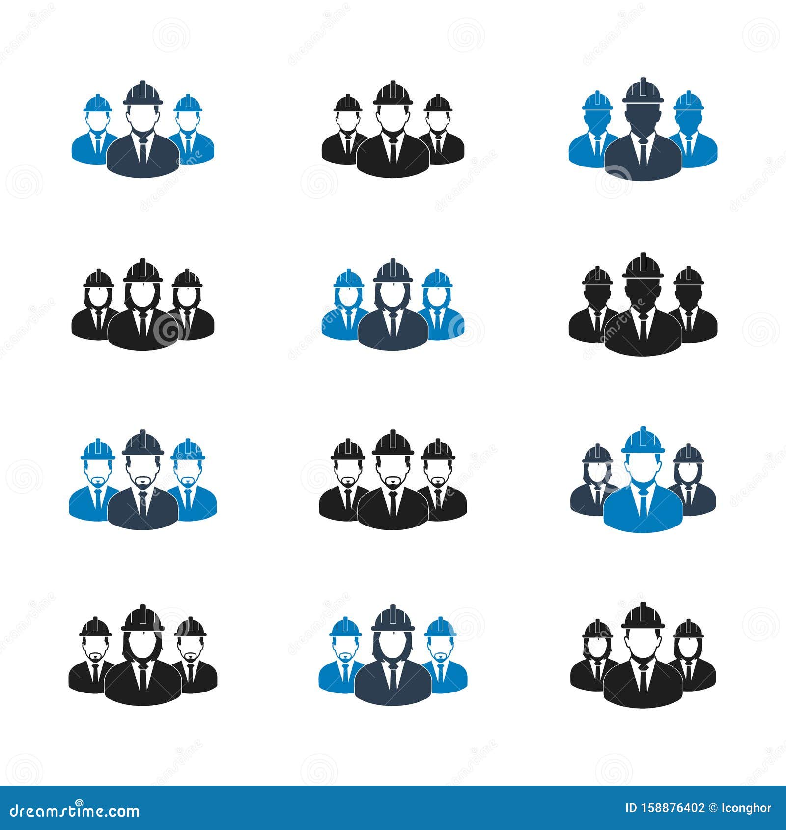 Engineer, Worker Team Icon Set. Stock Vector - Illustration of icon ...