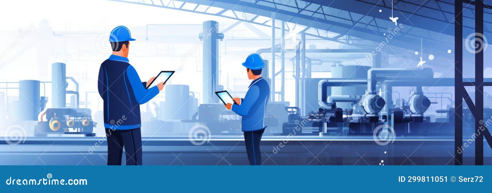 Engineer and Worker Use Tablet Stock Image - Image of engineering ...