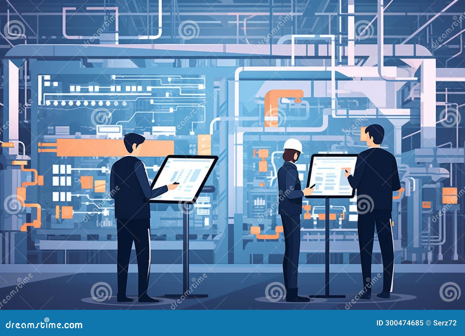 Engineer and Worker Use Tablet Stock Image - Image of technology ...