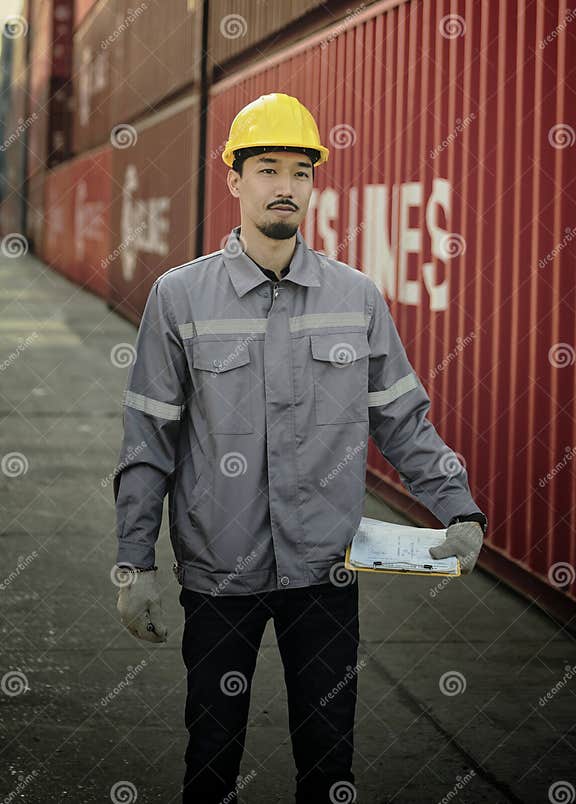 Engineer or Worker is Writing and Check on Checklist Document Stock Image - Image of container ...