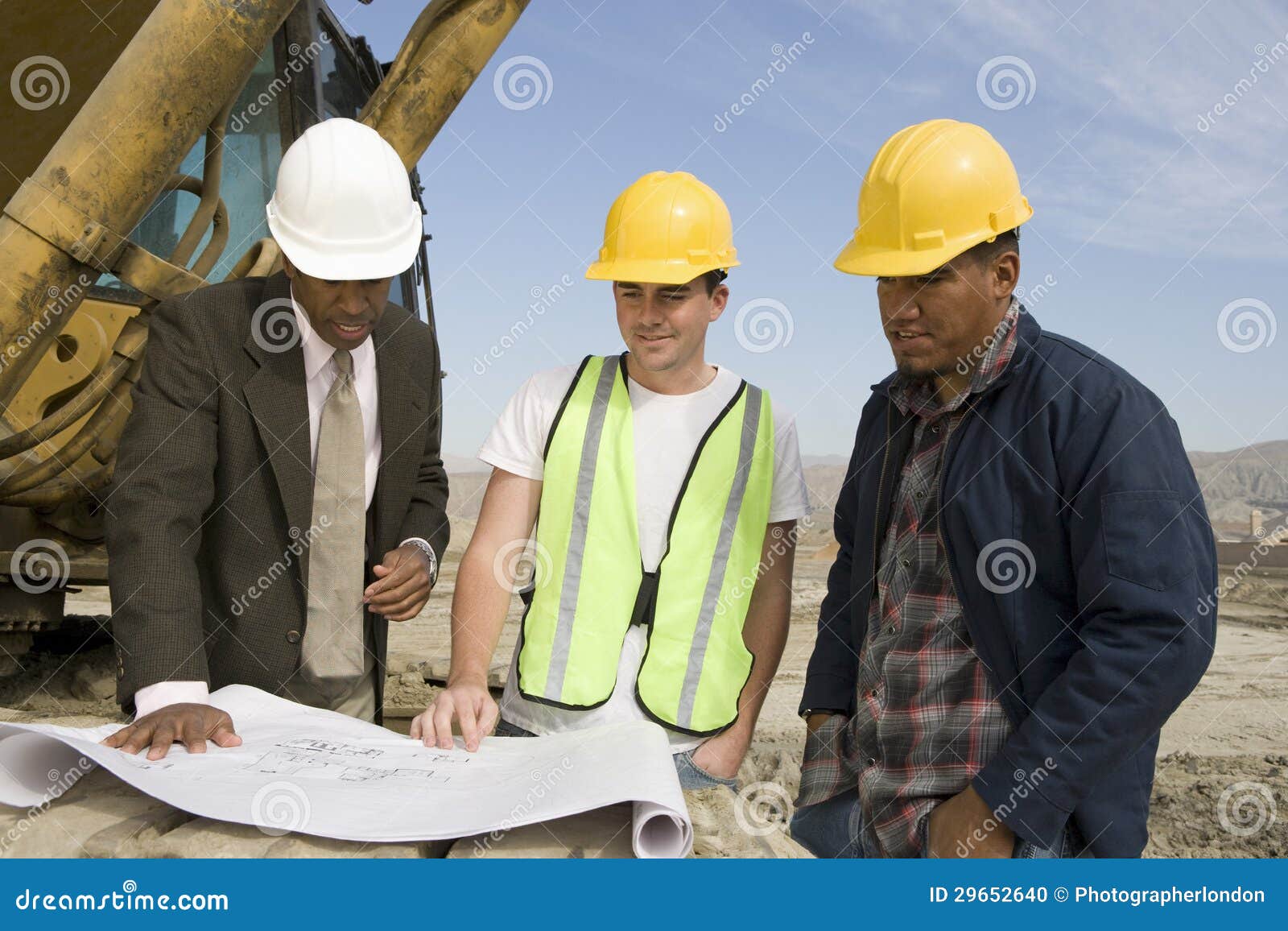 Engineer Workers in Discussion at Site Stock Photo - Image of american ...