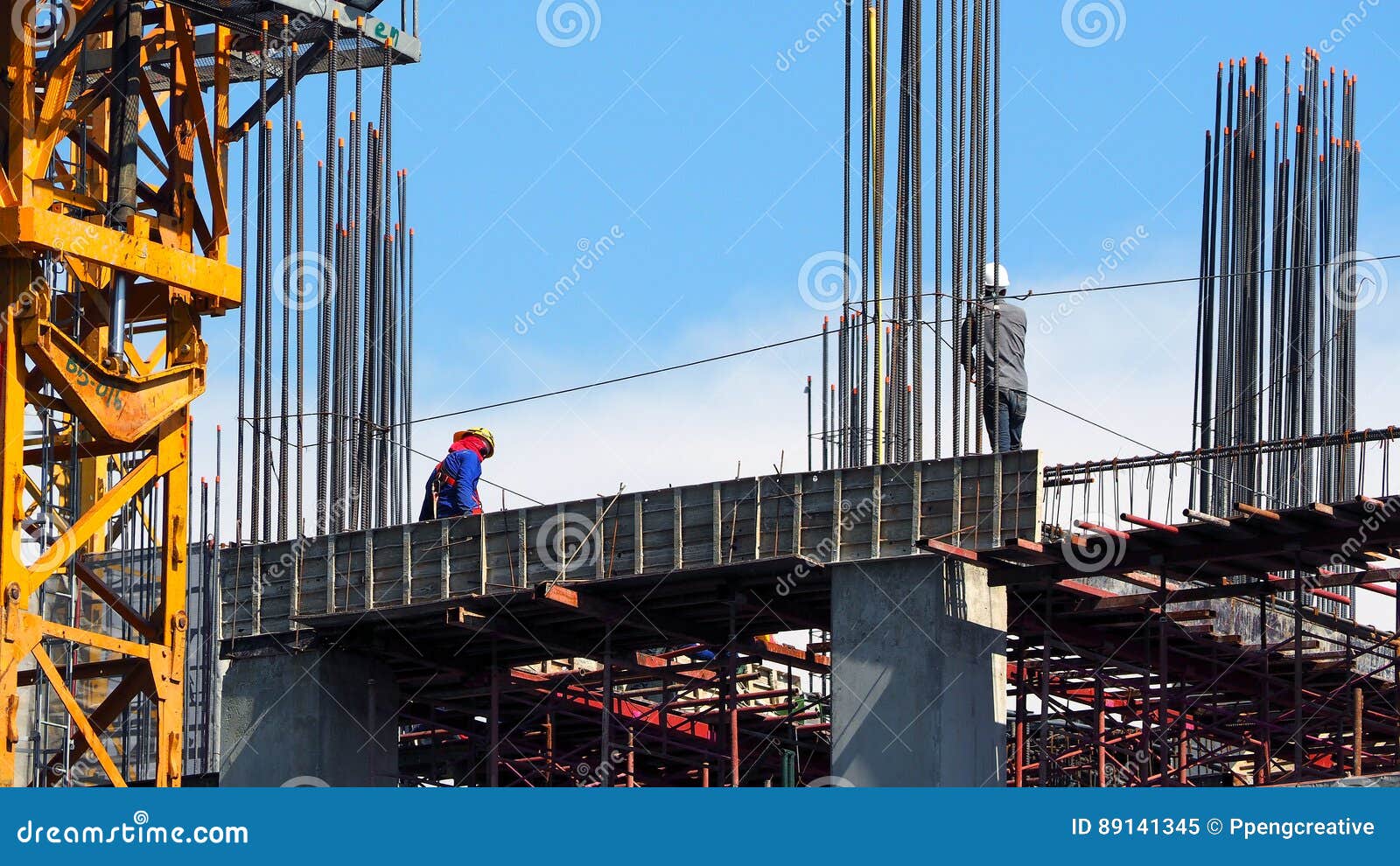 Workers On High Building Construction Site. Stock Photography ...