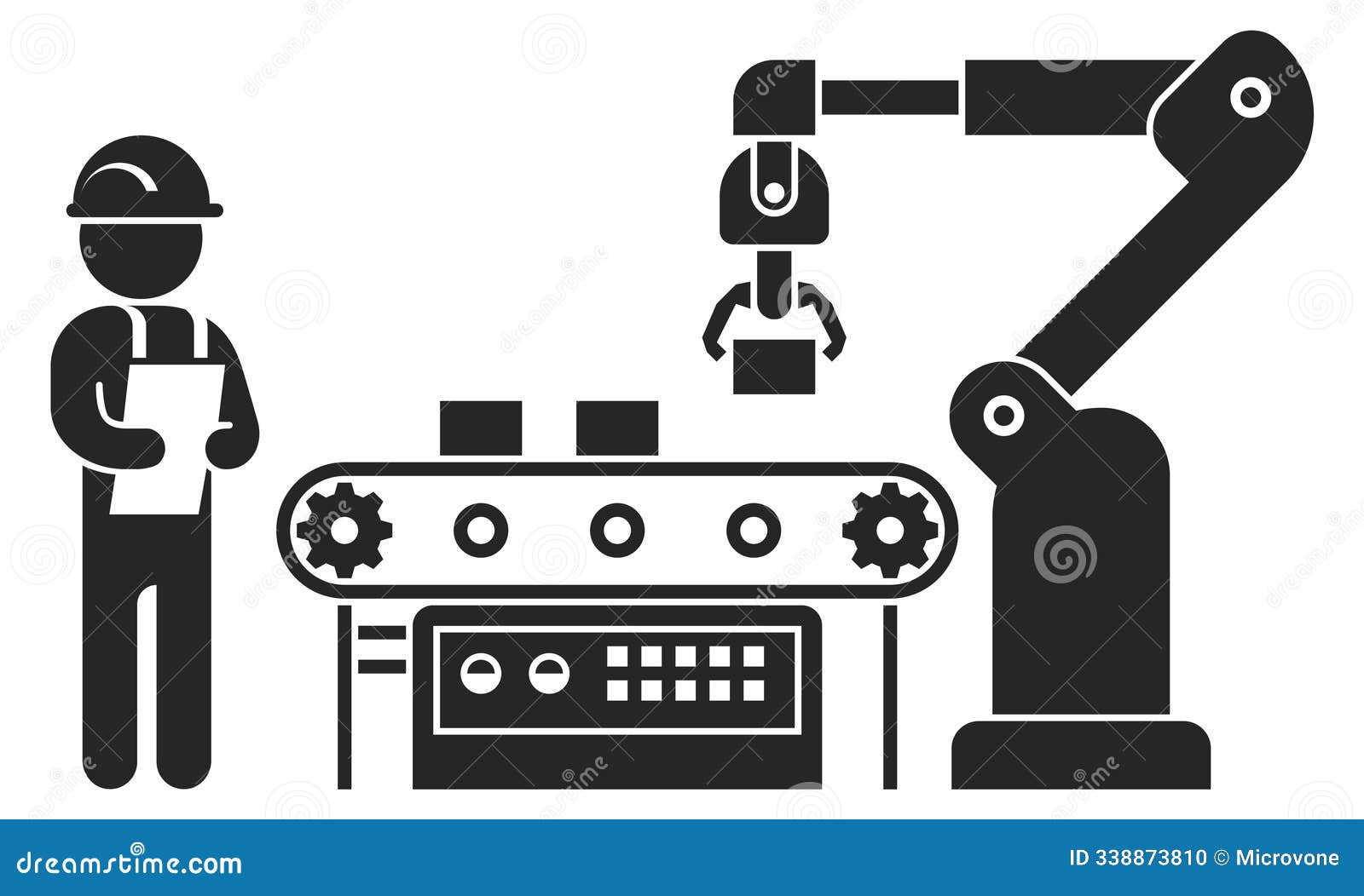 Engineer Working on Automatic Assembly Line. Factory Conveyor Stock ...