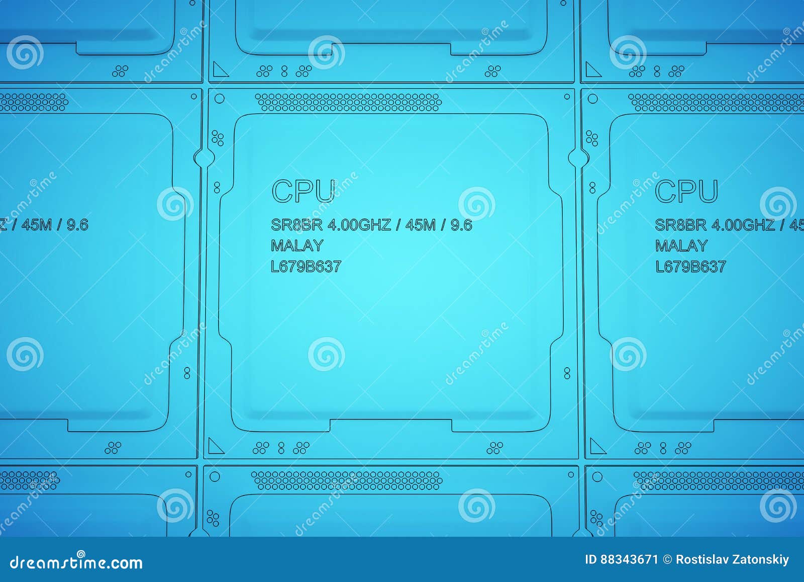 Engineer Working on Blue Print, Concept Processor Unit CPU, 3d ...