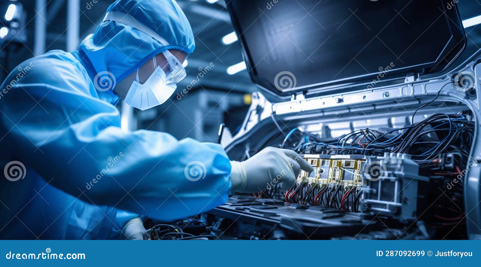 Engineer Working with Car Battery Module in Laboratory. Generative Ai ...
