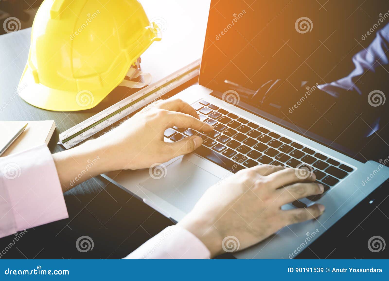 Engineer is Working on Computer with Computer Stock Image - Image of ...