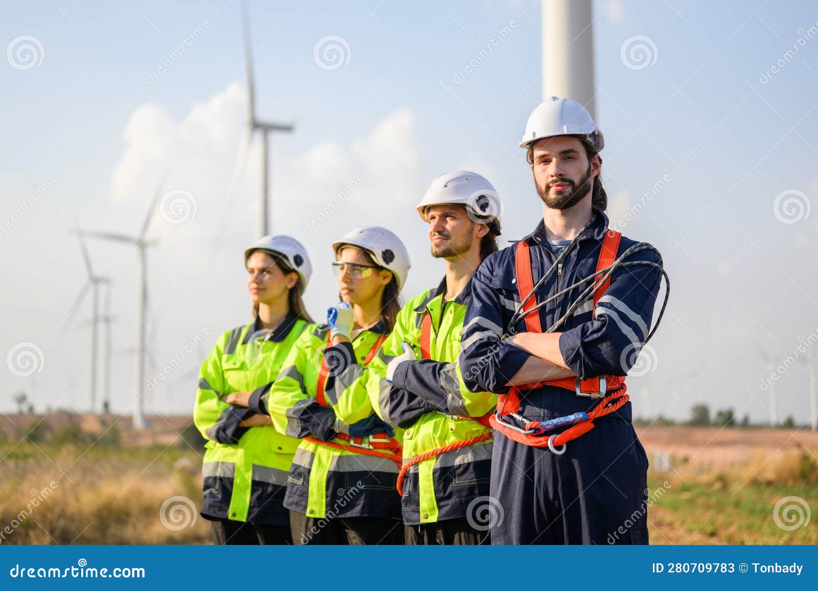 Engineer Working with Confident. Worker Outdoor Working. Mega Project ...