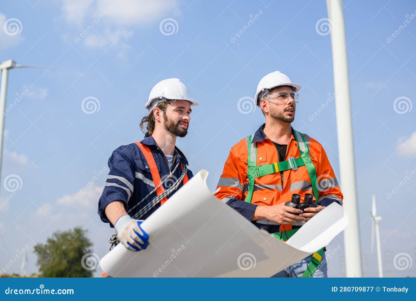 Engineer Working with Confident. Worker Outdoor Working. Mega Project ...